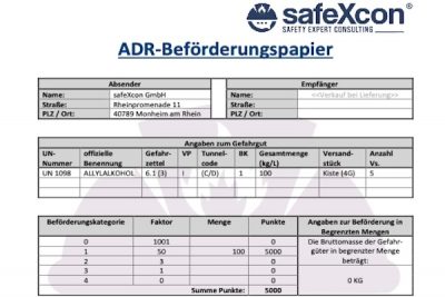 Gefahrgut Beförderungspapier Vorlage Schnell Startklar
